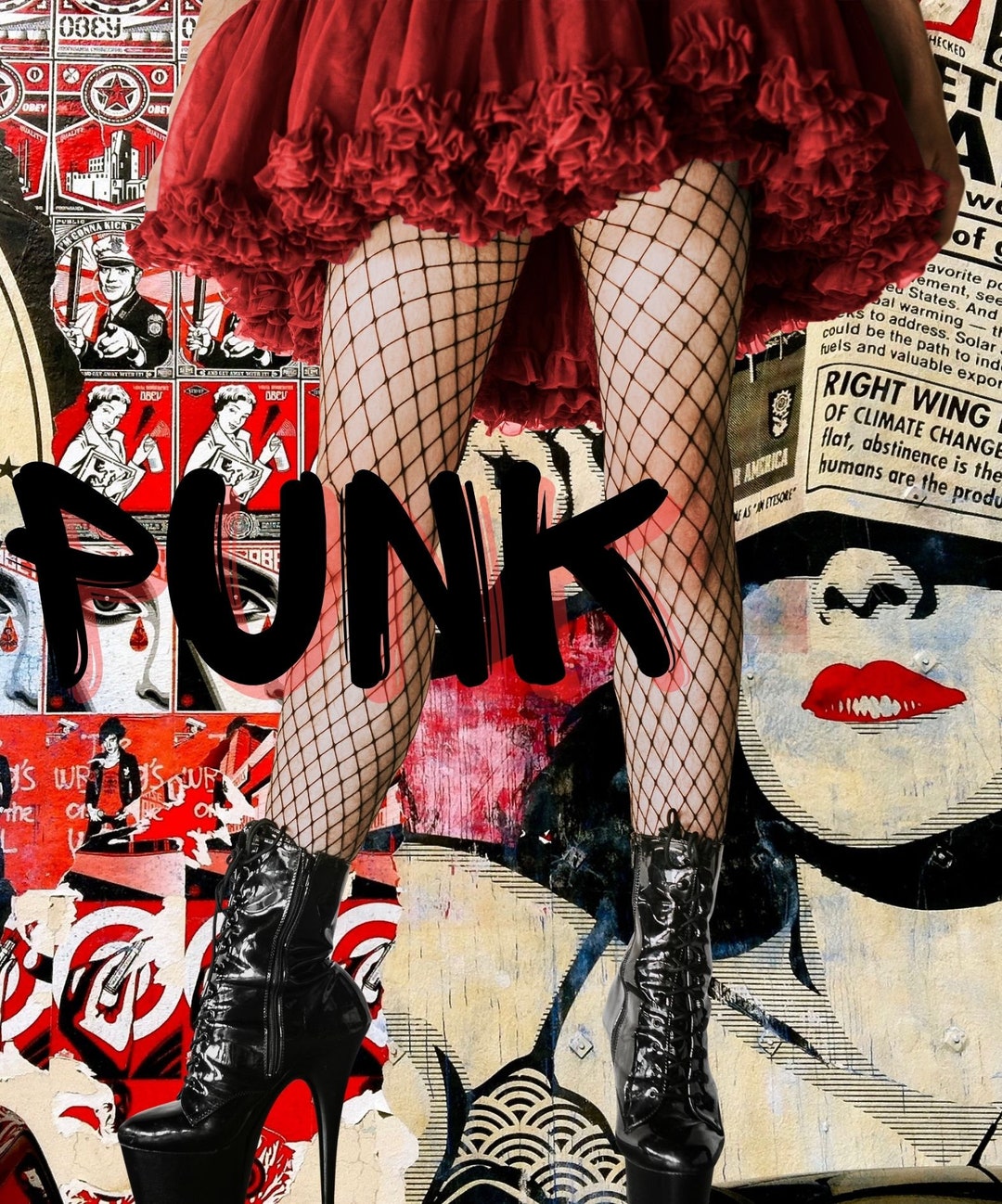 Red Punk Decoupage Paper - Etsy