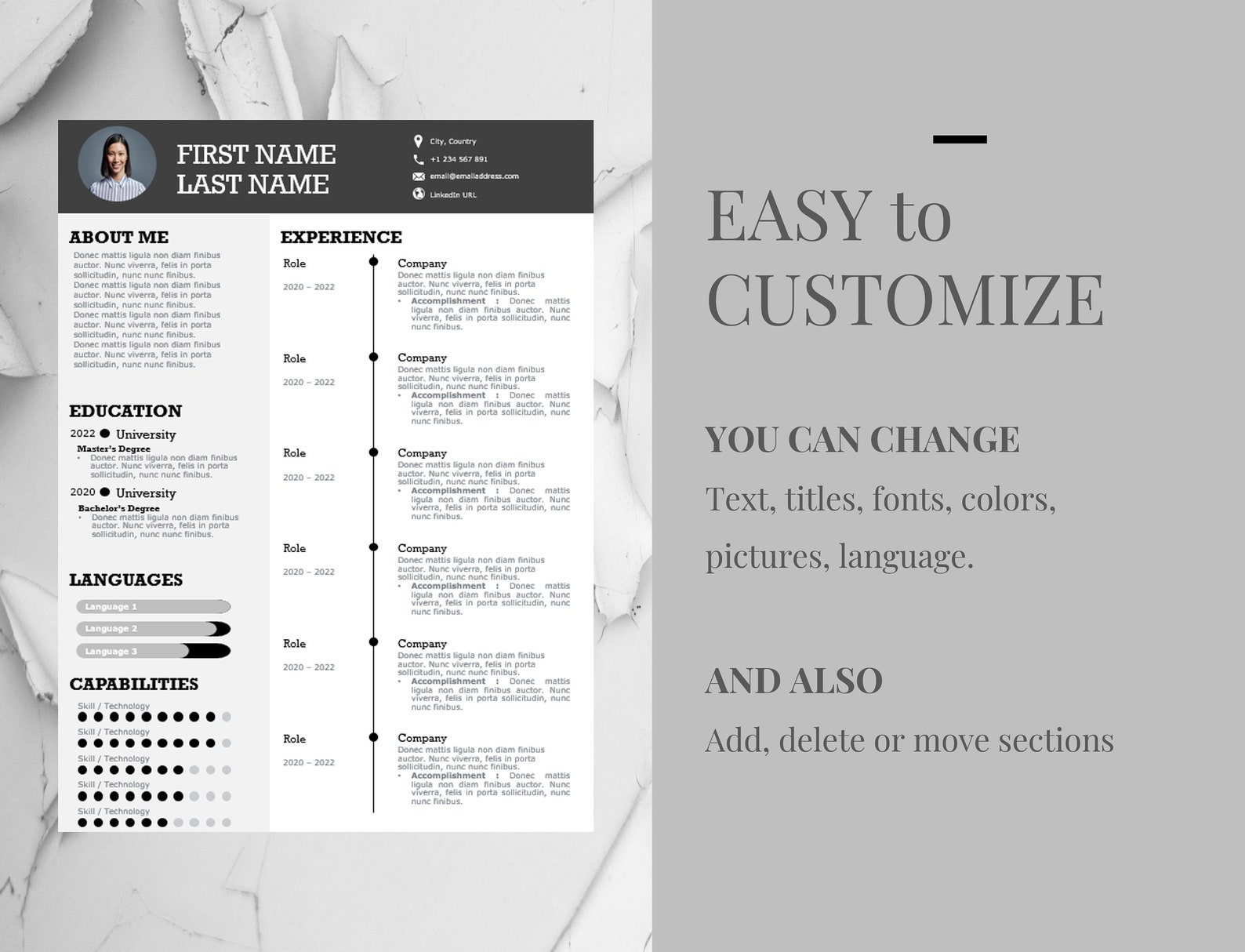 Professional Modern Clean CV Powerpoint Template - Etsy