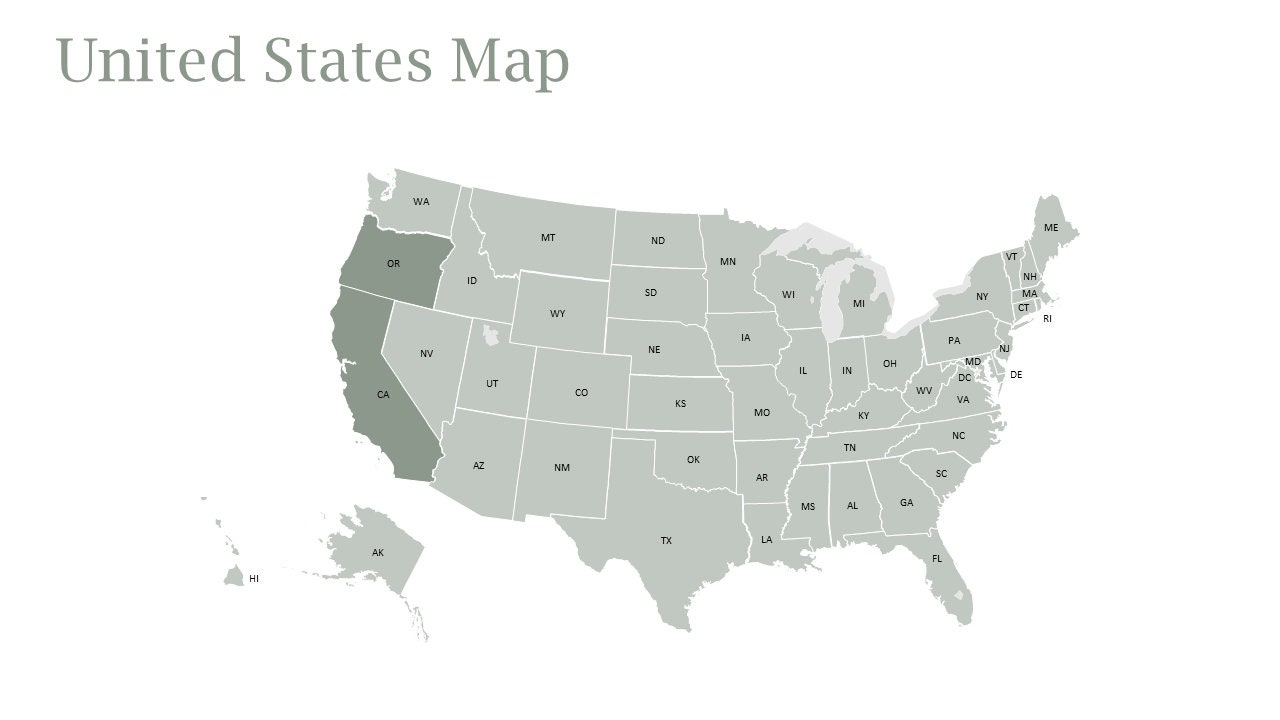 Editable United States of America Map Powerpoint Template - Etsy
