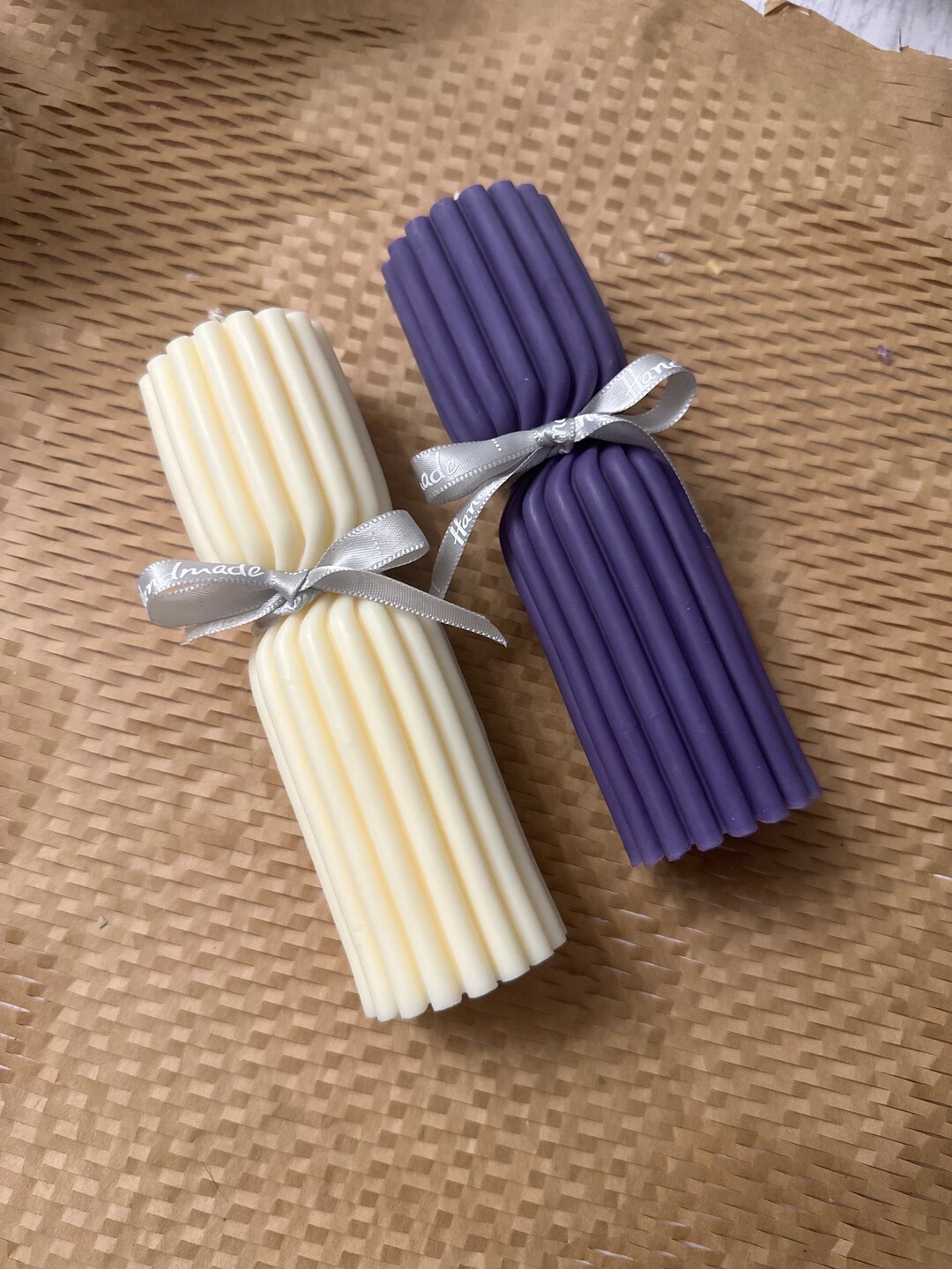 Ribbed Pillar Candle, Tall Pillar Candle, Striped Candle, Column Candle ...