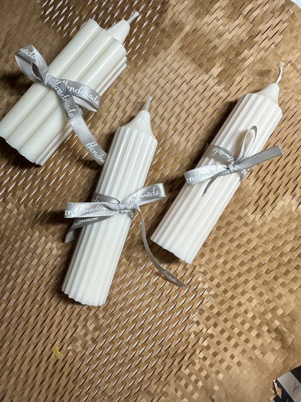 Ribbed Pillar Candle, Geometric Candle, Striped Candle, Column Candle ...