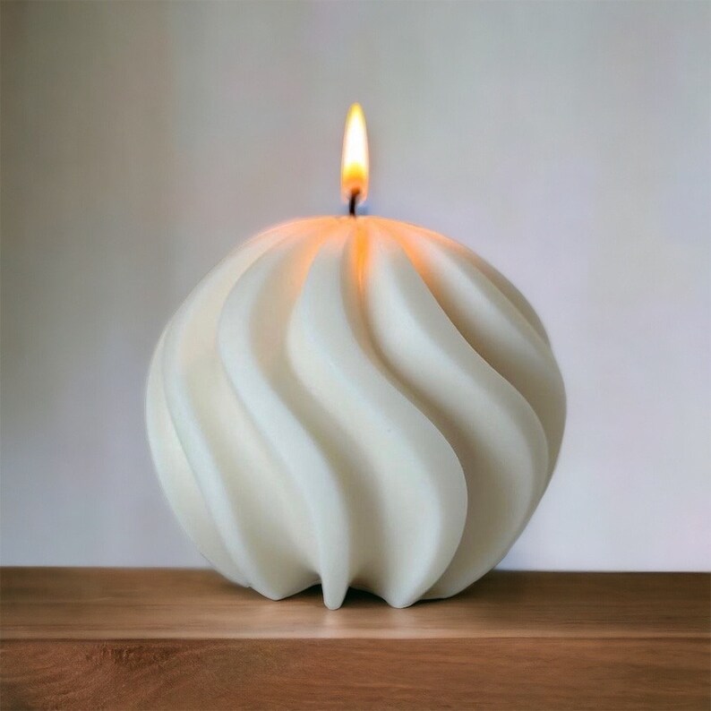 Large Swirl Candle, Spiral Ball Candle, Natural Soy Wax, Decorative ...