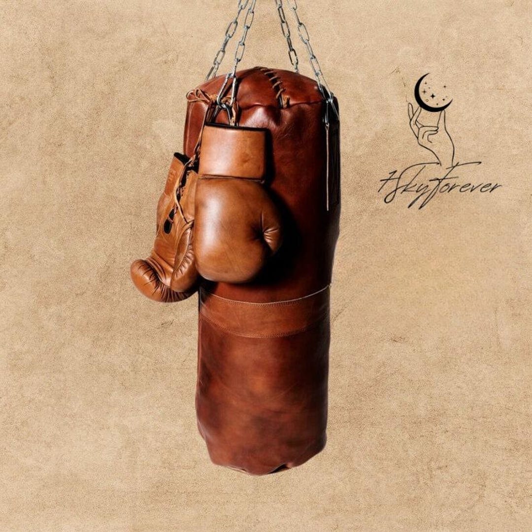 Classic Vintage Leather Punching Bag for Gym & MMA Enthusiasts,cowhide ...
