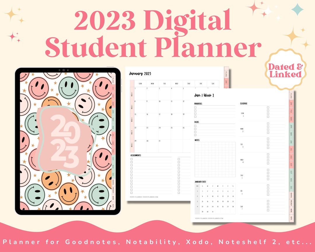 2023 Dated Digital Student Planner for Goodnotes, Notability, Xodo ...