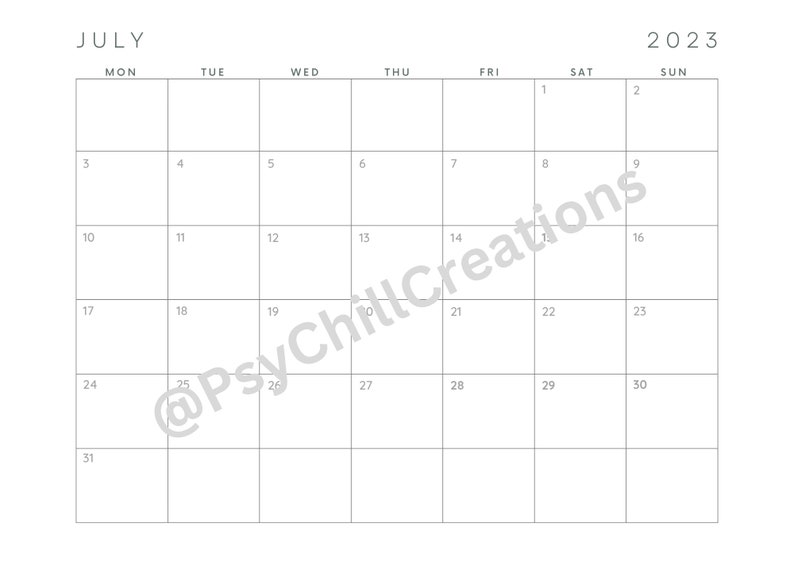 2023 Printable Calendar Minimalist Monthly Calendar 12 - Etsy
