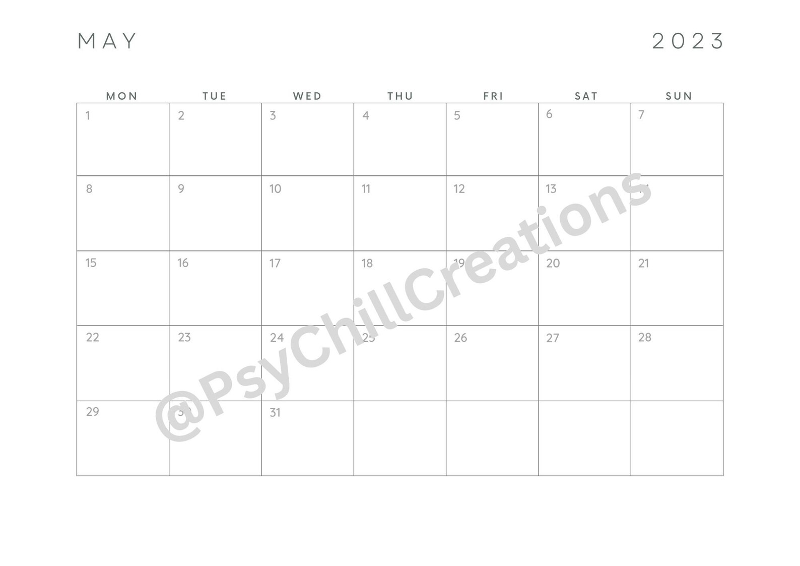 2023 Printable Calendar | Minimalist Monthly Calendar | 12 Months ...