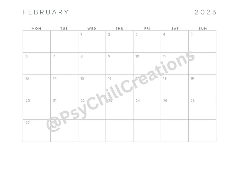 2023 Printable Calendar | Minimalist Monthly Calendar | 12 Months ...