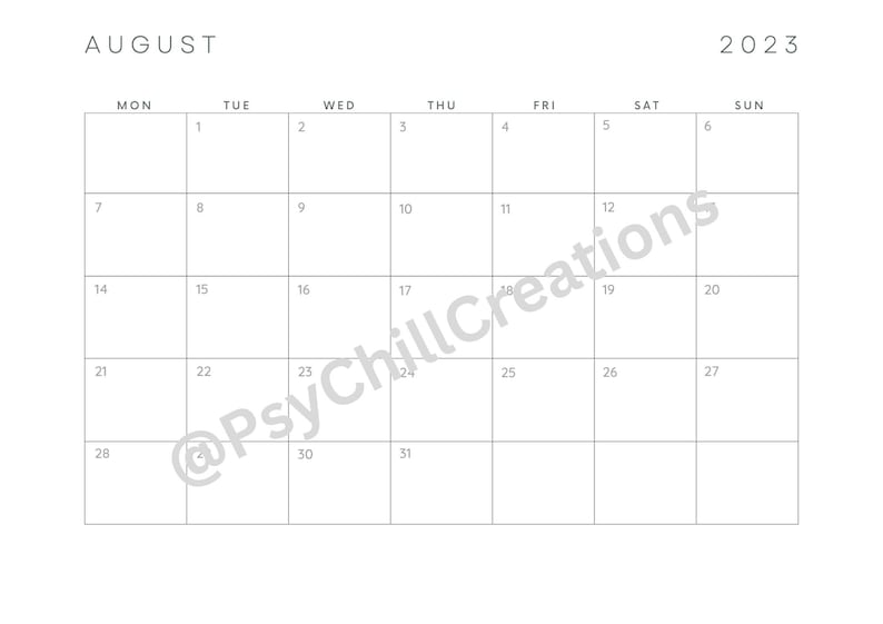 2023 Printable Calendar | Minimalist Monthly Calendar | 12 Months ...