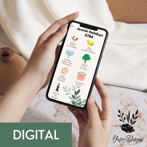 Jewish Holiday Calendar 5784 DIGITAL Printable Hebrew Calendar High ...