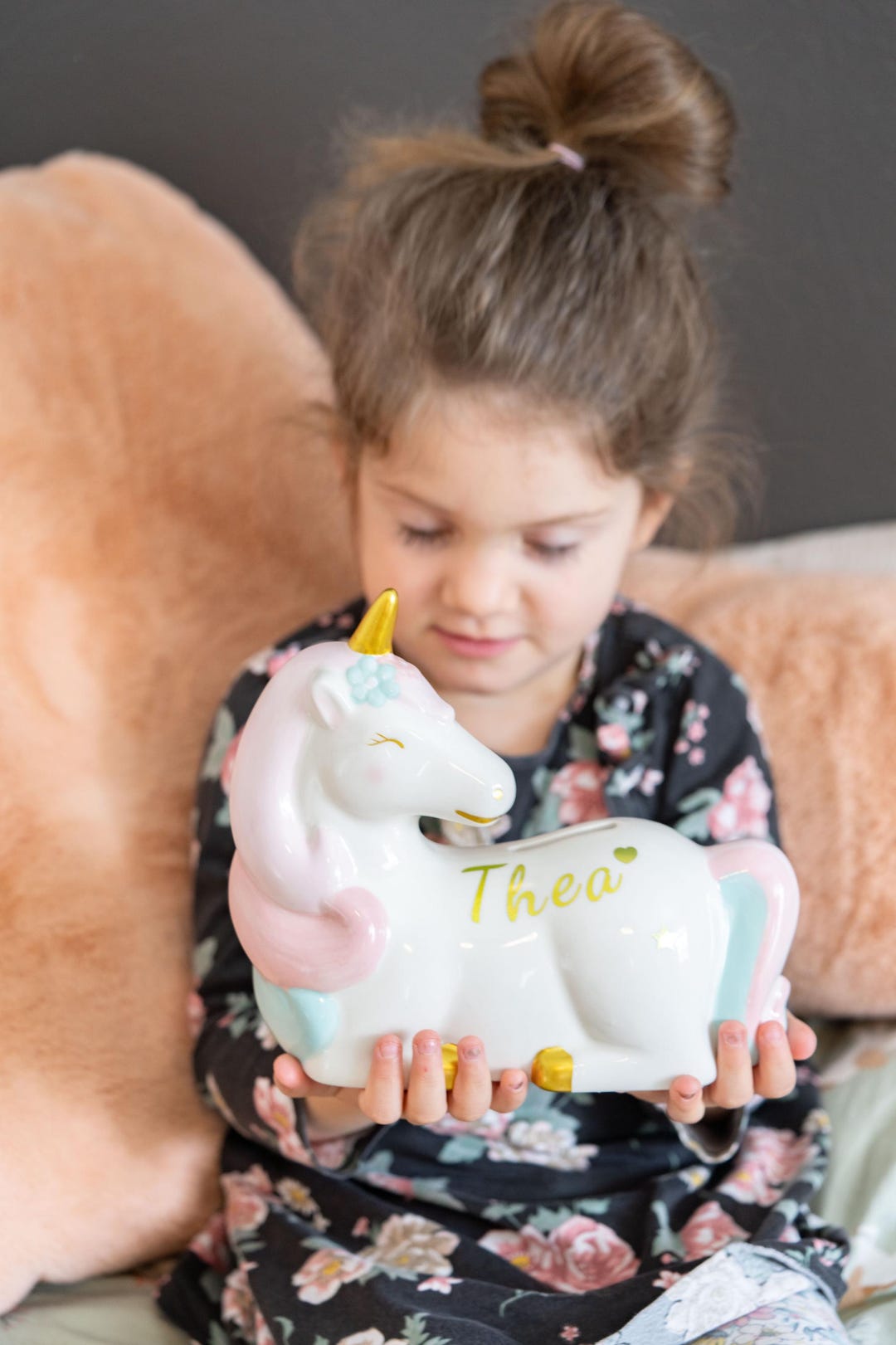 Unicorn Piggy Banks for Girls Personalized, Ceramic Piggy Bank for Kids ...