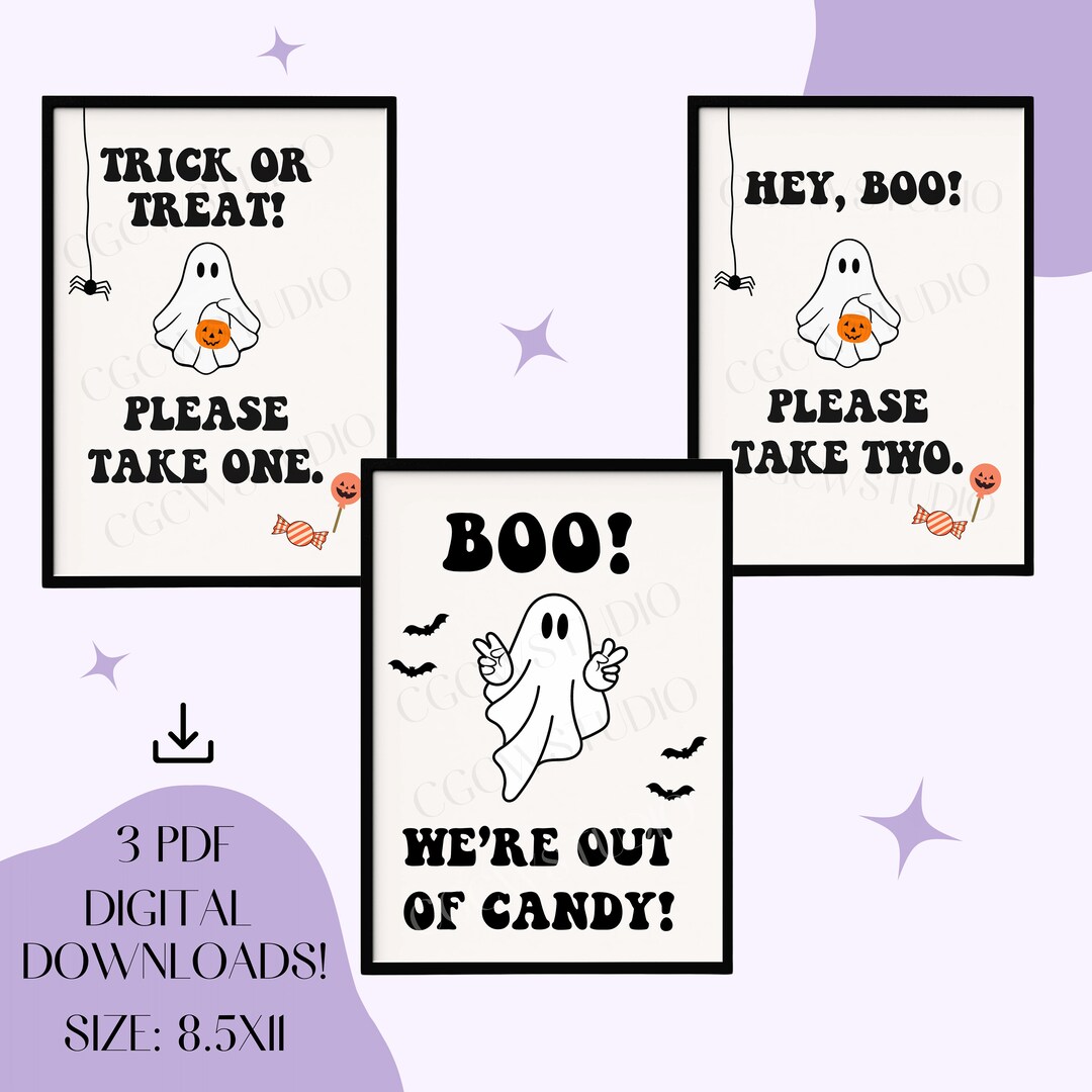 Halloween Candy Bowl Sign, Please Take Two Trick or Treating Sign ...