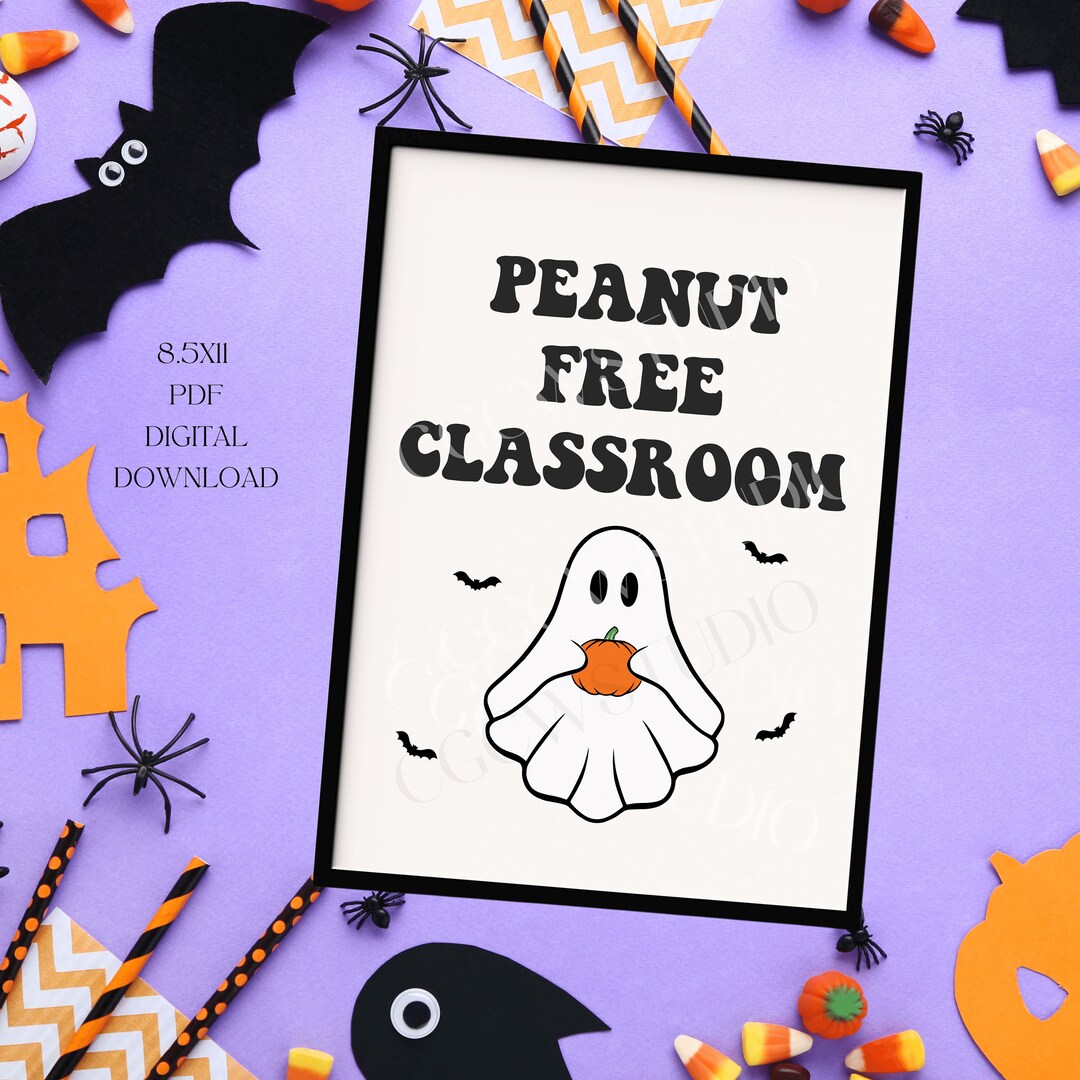 Peanut Free Classroom Door Sign, Halloween Classroom Decor, Trick or ...