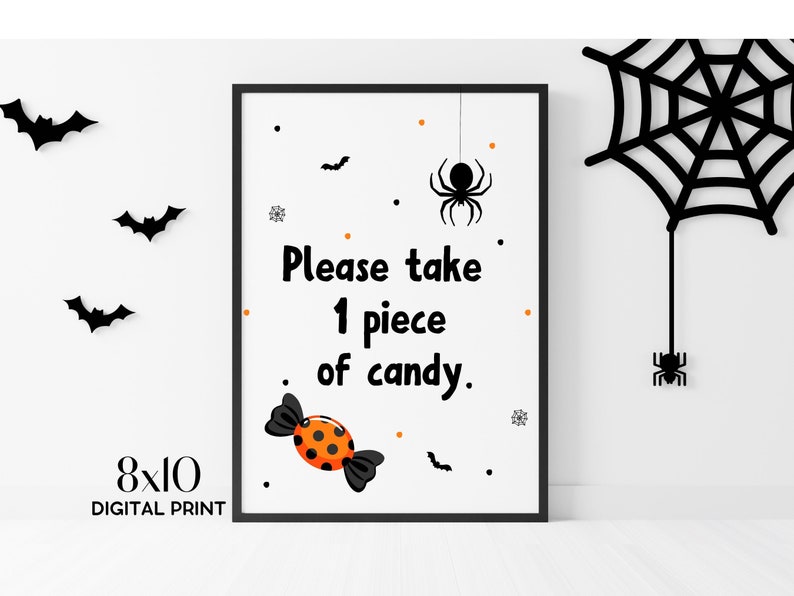 Please Take 1 Piece of Candy Sign, Digital Download Halloween Sign ...