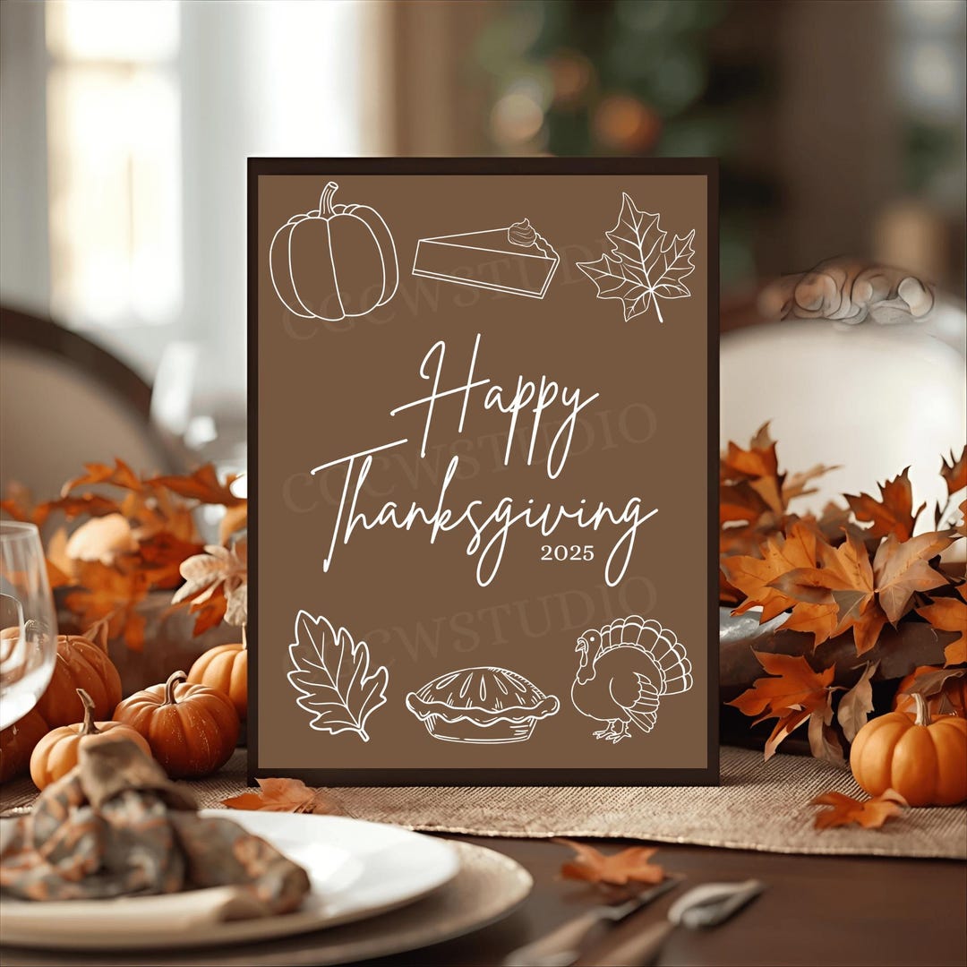 Happy Thanksgiving Digital Download Sign, Thanksgiving 2025 Dinner ...
