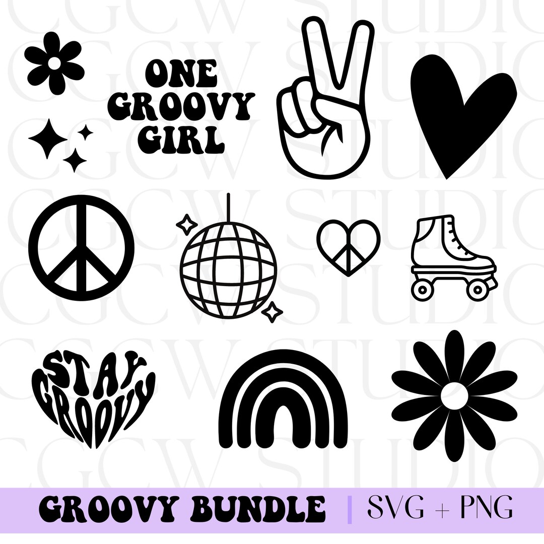 Groovy SVG File Bundle, 70's Theme Digital Download Files, Groovy ...