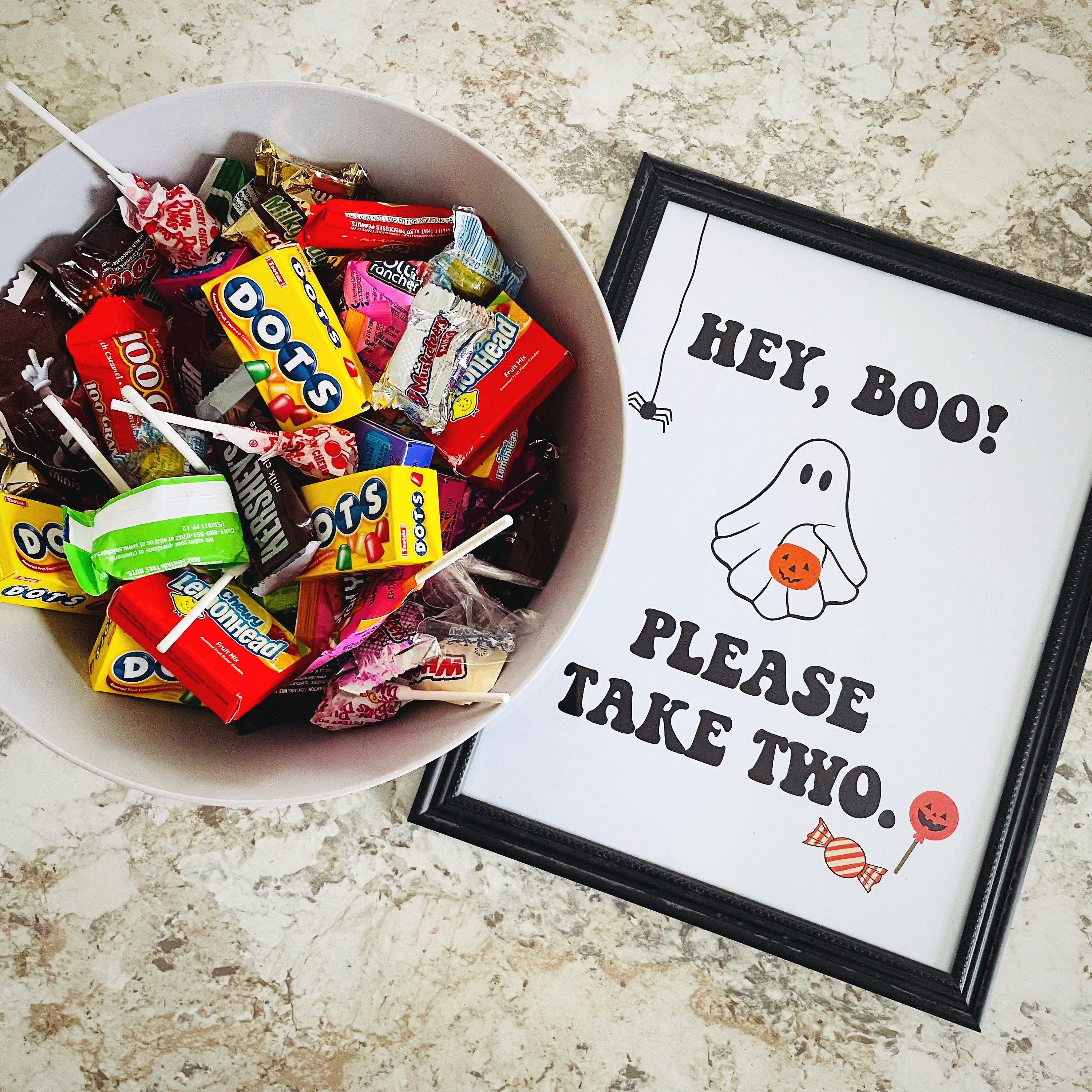 Halloween Candy Bowl Sign, Hey Boo Please Take Two Sign, Trick or ...