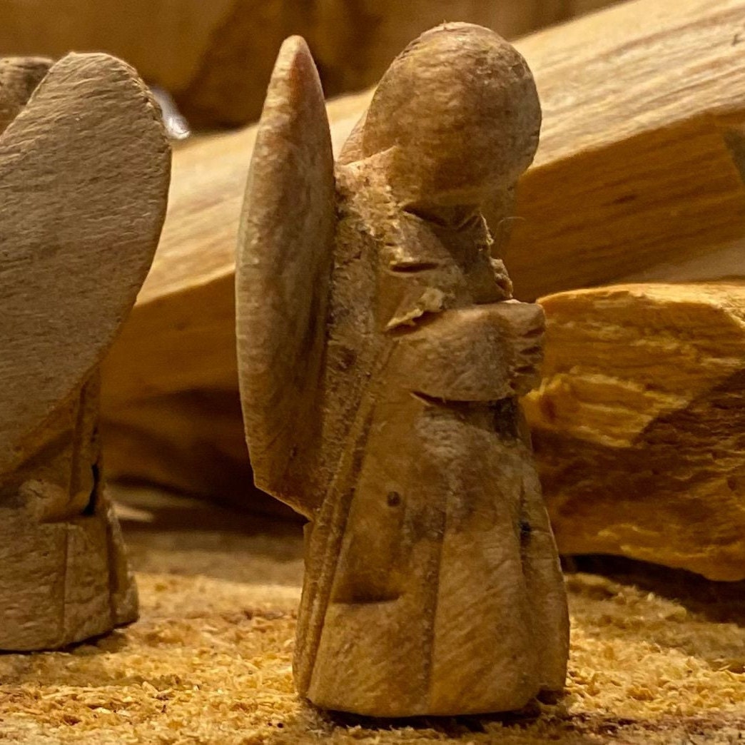 Angel Palo Santo Carved Small Wood Sculpture Ethically Sourced Peruvian Handmade Shaman Decor ...