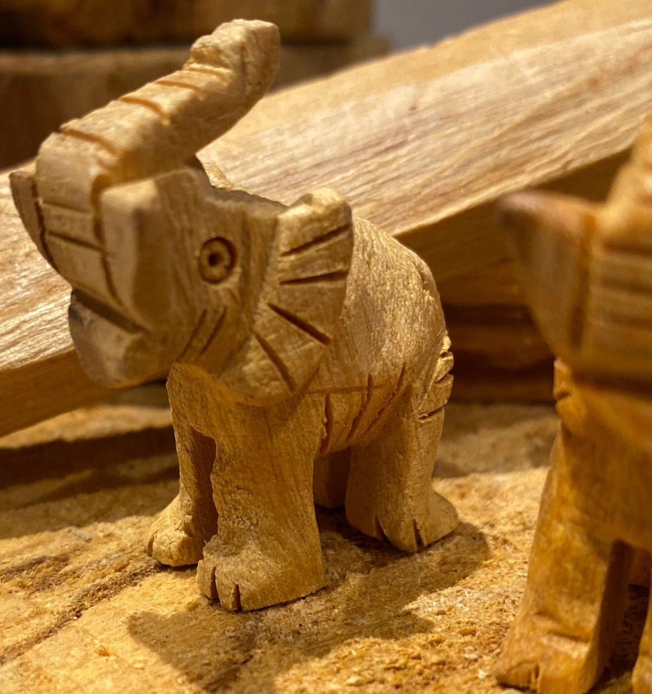 Elephant Palo Santo Carved Small Wood Sculpture Ethically Sourced ...