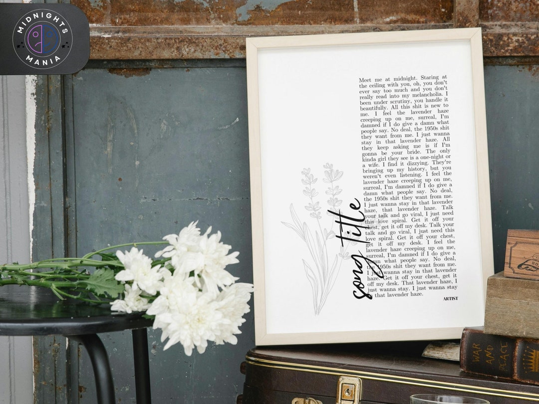 CUSTOM SONG LYRIC Wall Art | Wedding Gift, Baby Shower Gift, Birthday ...