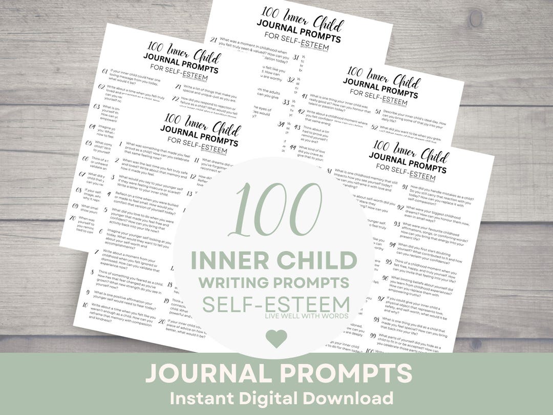 100 Inner Child Self Esteem Printable Journal Prompts | Mindfulness ...
