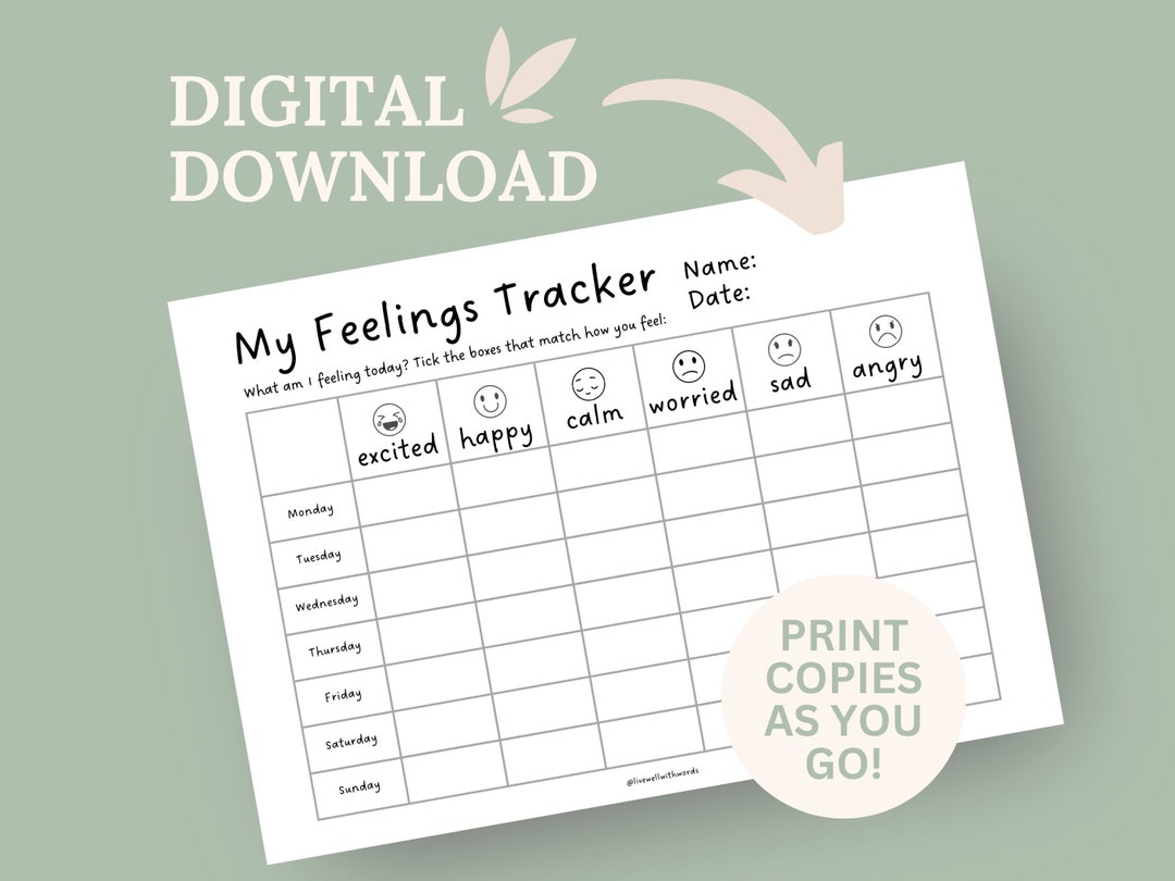 Printable Mood and Feelings Tracker for Kids - Etsy