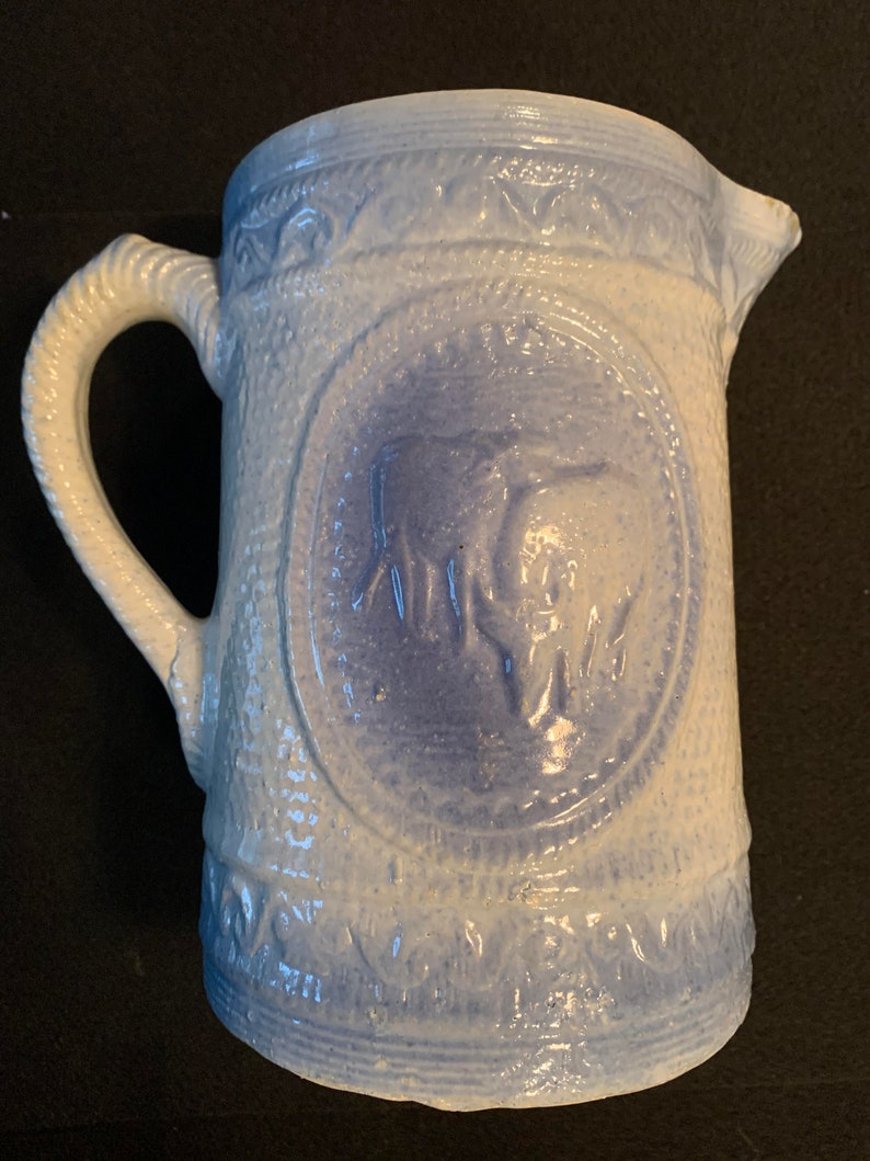 Blue and White Stoneware cows Pitcher - Etsy