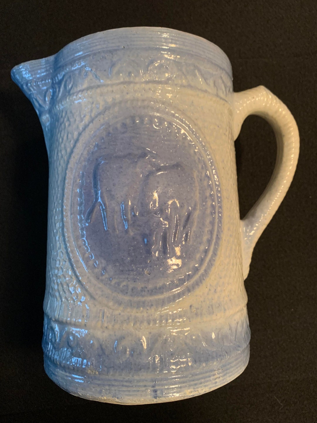 Blue and White Stoneware cows Pitcher - Etsy