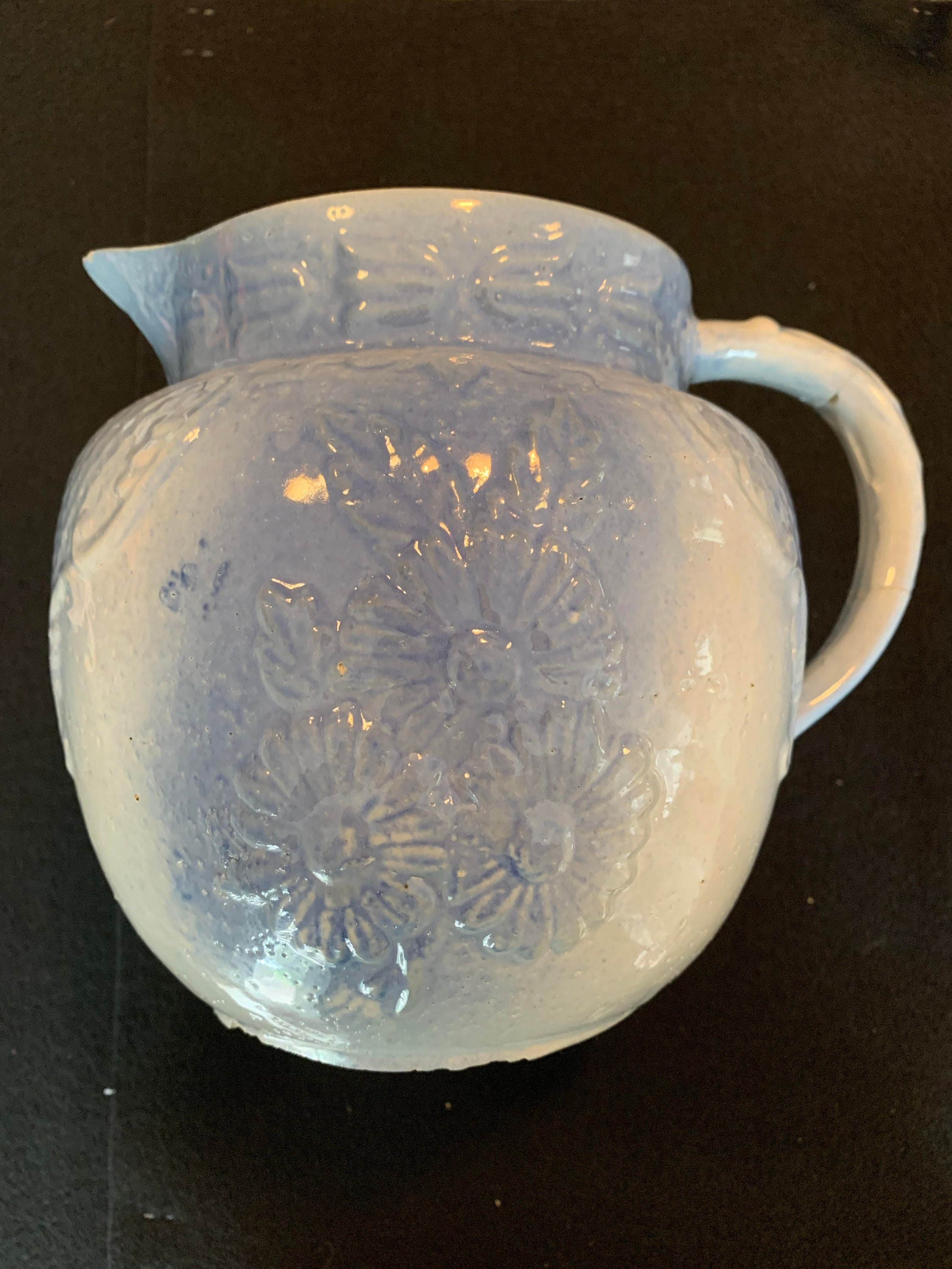 Blue and White Stoneware Rare "daisy Cluster" Pitcher - Etsy