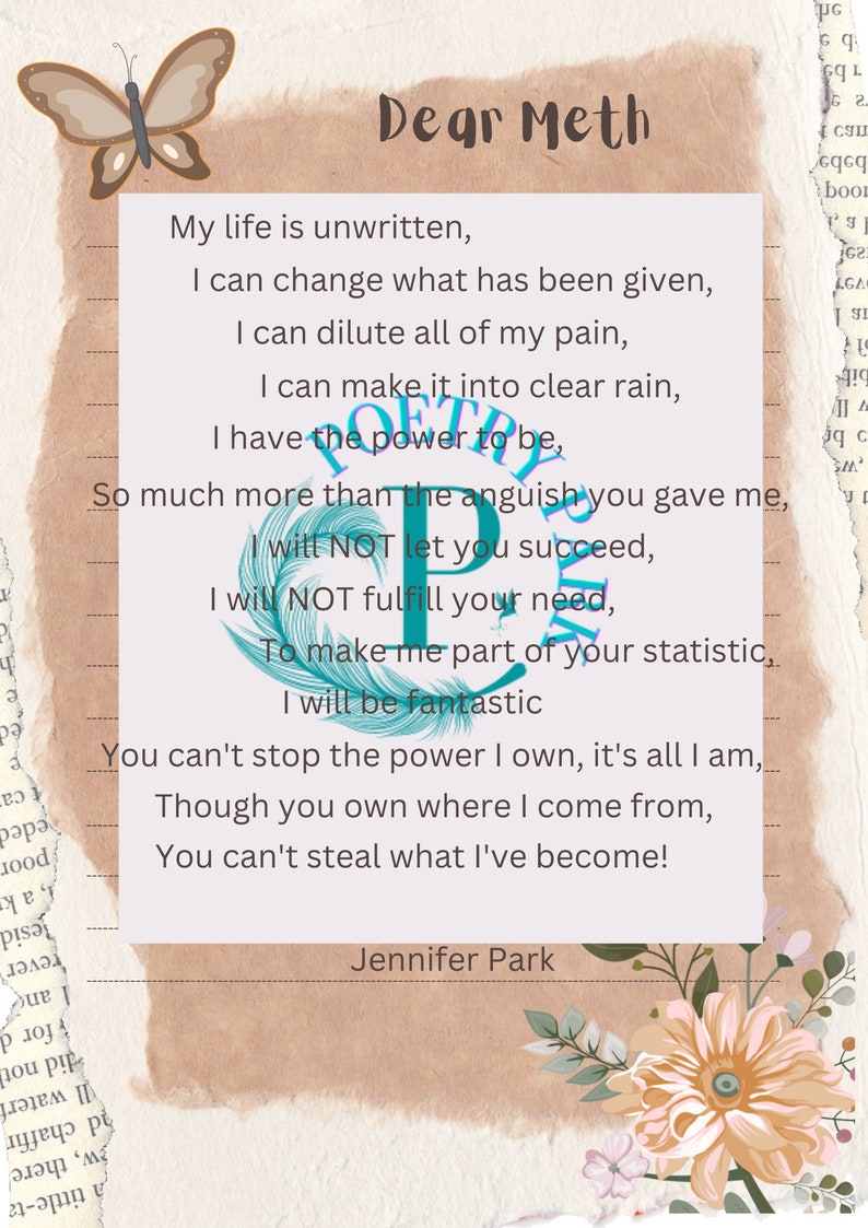 Dear Meth Poem - Etsy