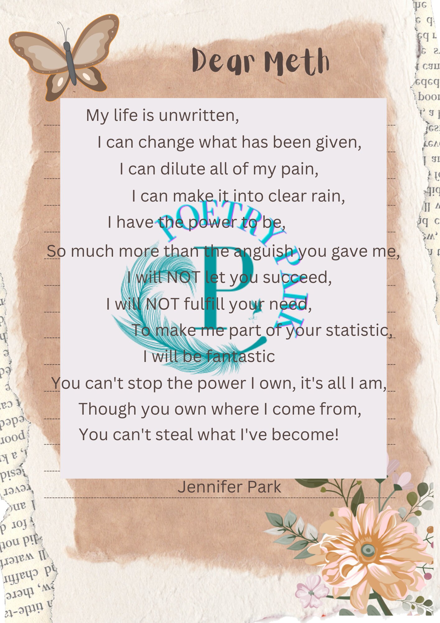 Dear Meth Poem - Etsy