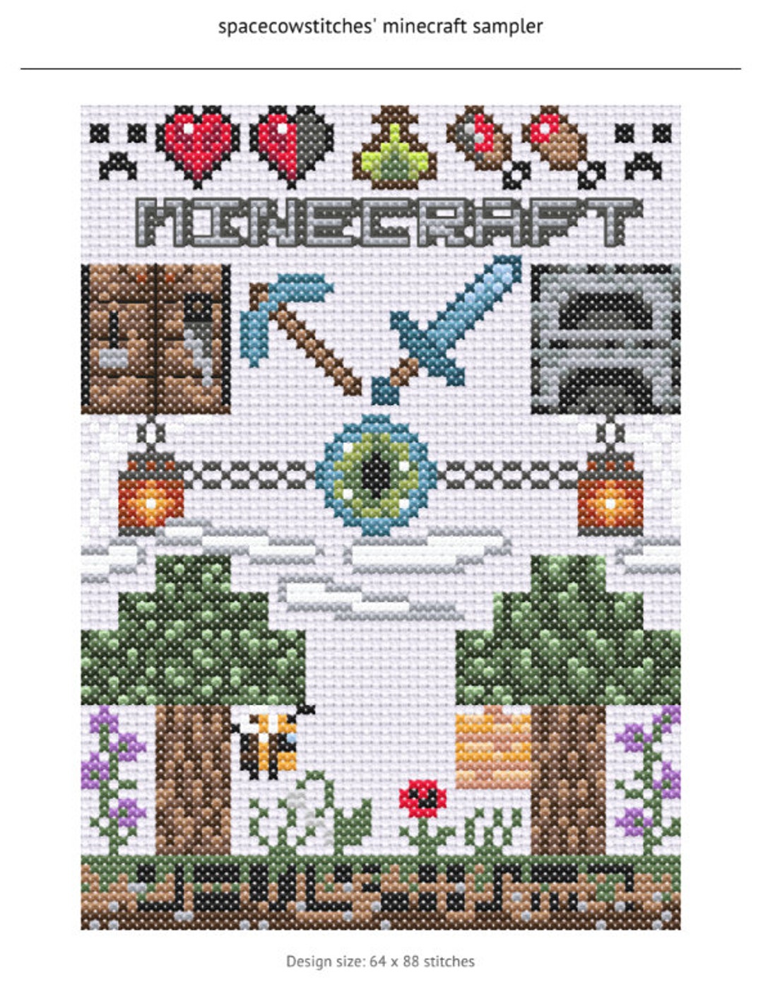Minecraft Sampler Cross Stitch Pattern - Etsy