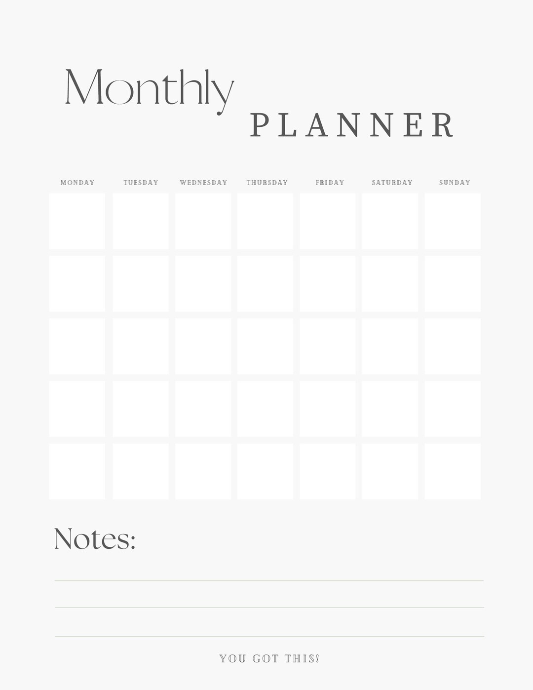 Simple Monthly Planner PDF Printable Etsy simple-monthly-planner-pdf-printable-etsy