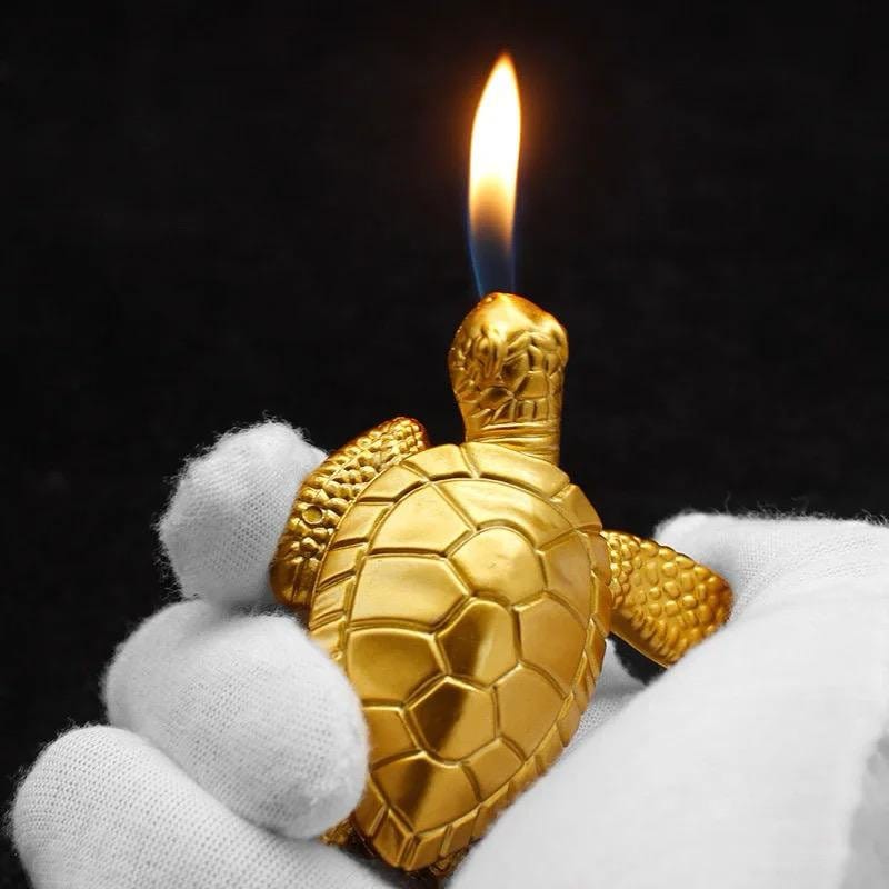 Gold Tortoise Gas Cigarette Lighter and (many More) Fillable Gas ...