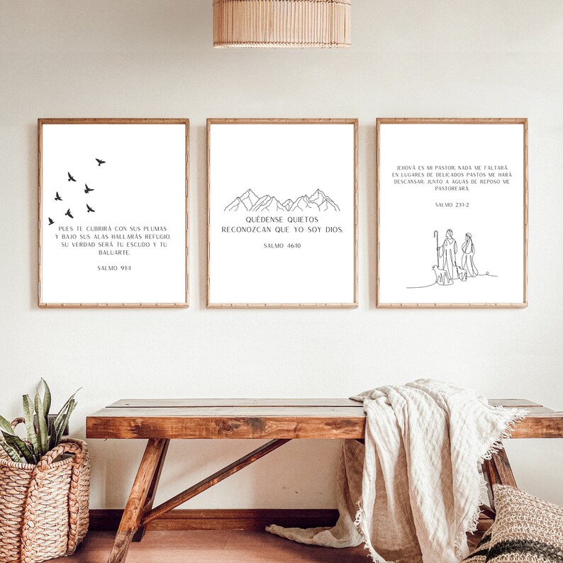 Set of 6 Prints, Wall Art, Versículos Bíblicos, Bible Verse Prints ...