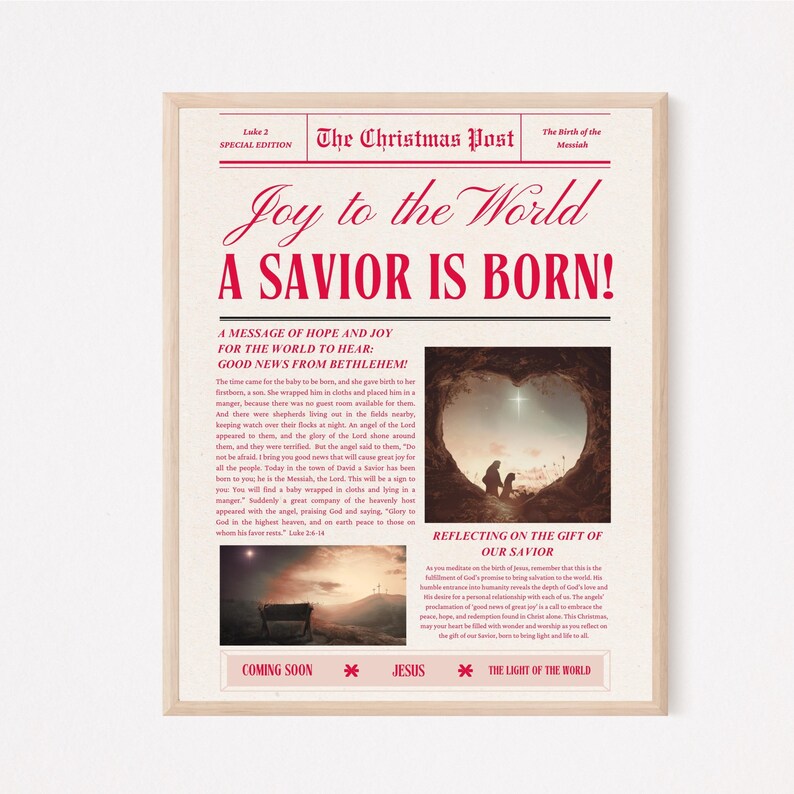 Christmas Trendy Newspaper Christmas Holiday Wall Decor Christian Good News Aesthetic Christian ...