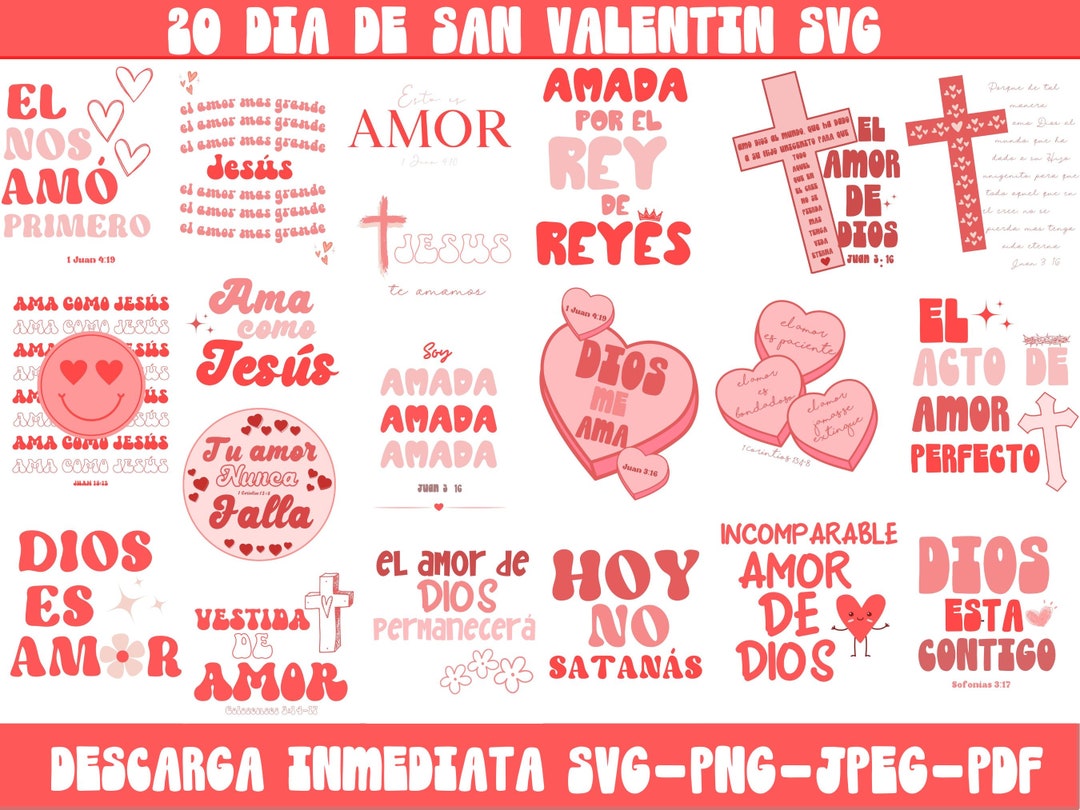 Feliz Dia De San Valentin Cristiano / Valentine's Day Bundle SVG / Love ...