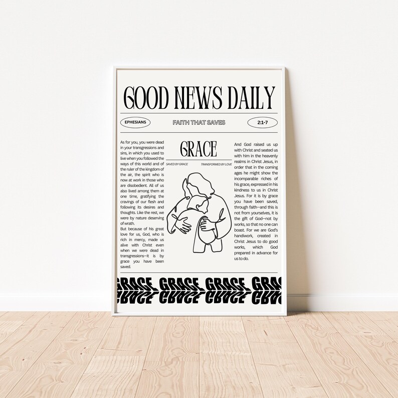 Christian Trendy Newspaper Wall Decor Christian Good News Aesthetic ...