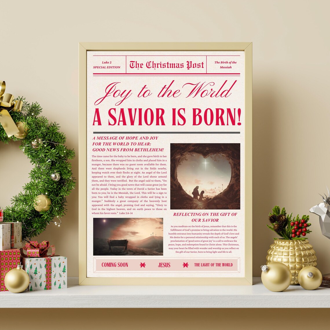 Christmas Trendy Newspaper Christmas Holiday Wall Decor Christian Good ...