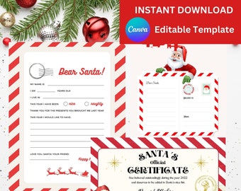 Instant Download Editable Santa Letter and Nice List - Etsy