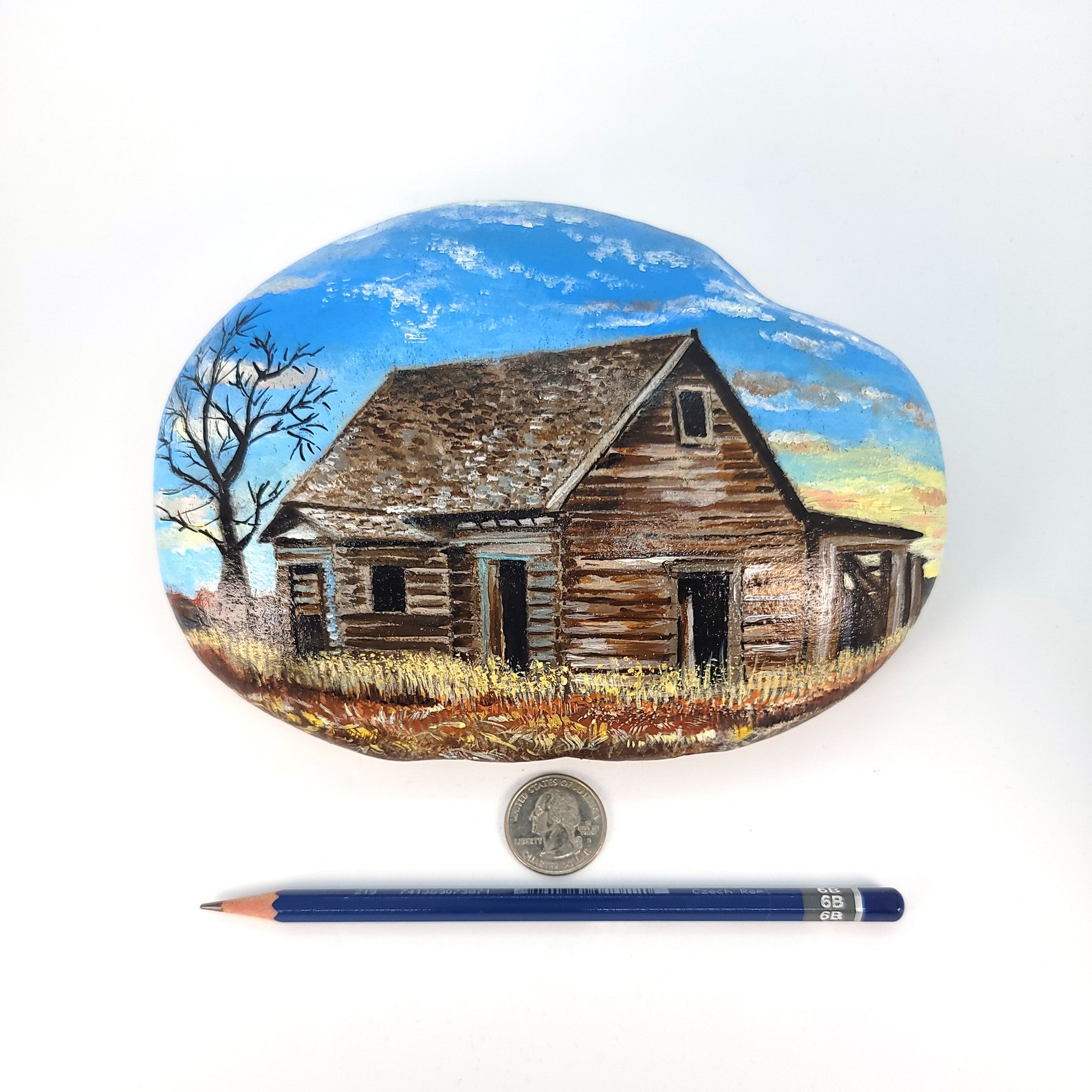 Painted Rock Painted Stone Fine Art Decor Farmhouse Painting River Rock ...