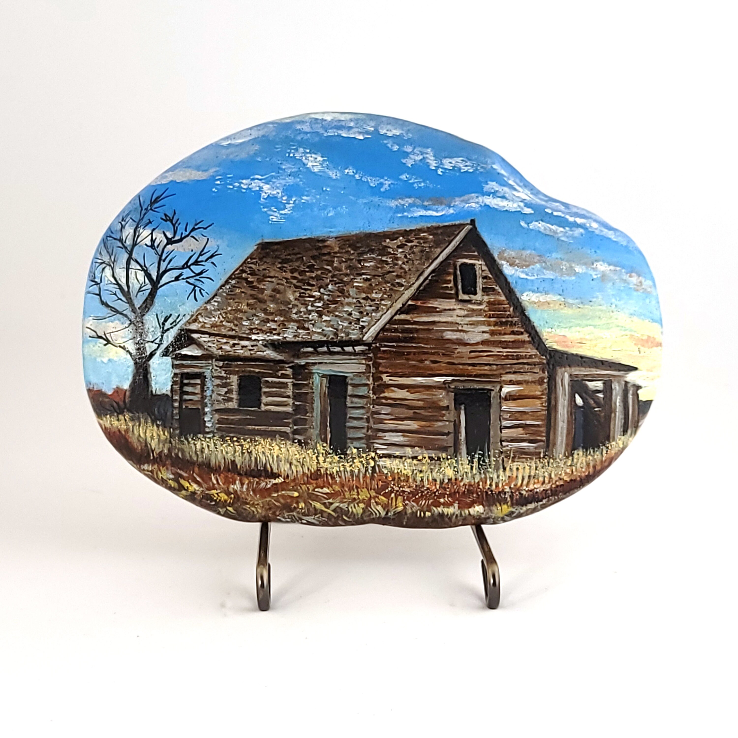 Painted Rock Painted Stone Fine Art Decor Farmhouse Painting River Rock ...