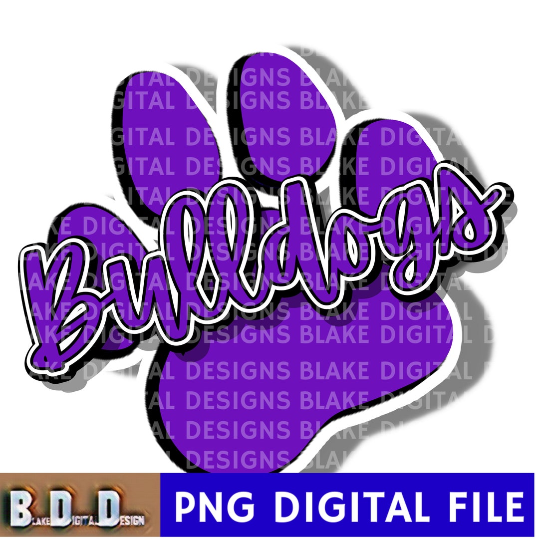 Bulldogs Paw Purple PNG School Mascot Team Mascot Ready to - Etsy
