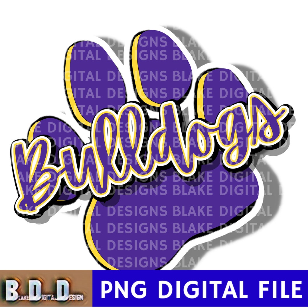 Bulldogs Paw Purple and Gold Yellow PNG School Mascot, Team Mascot ...