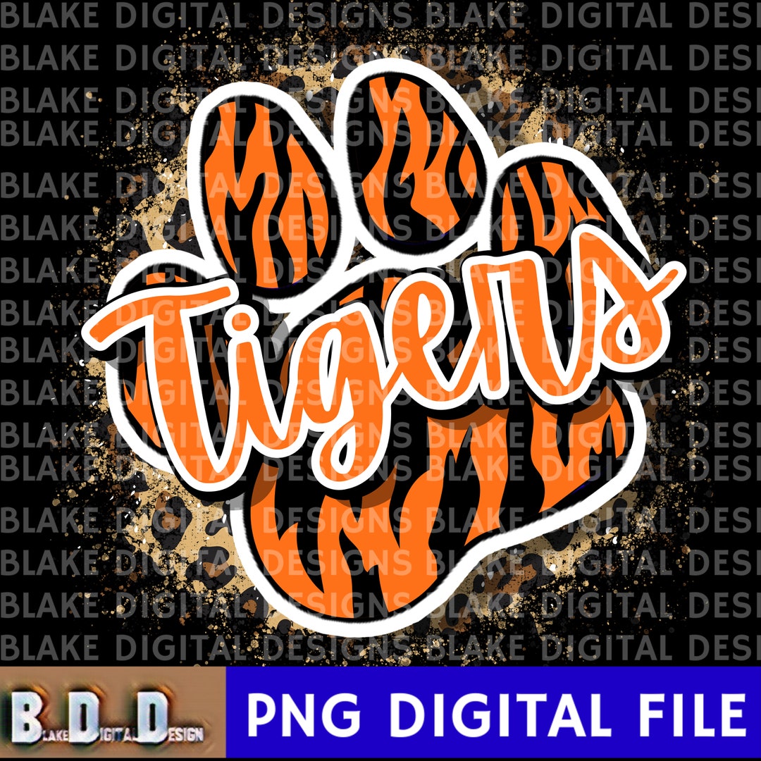 Tigers Striped Paw Orange and Black PNG School Mascot Team - Etsy