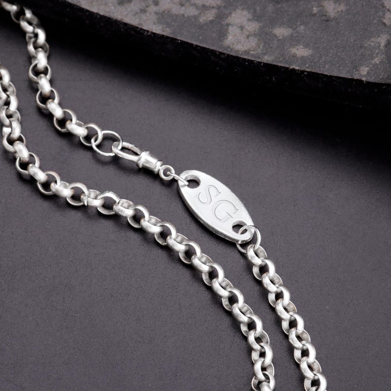 5mm 6mm Sterling Silver Rolo Necklace, Custom Men Belcher Chunky Link ...