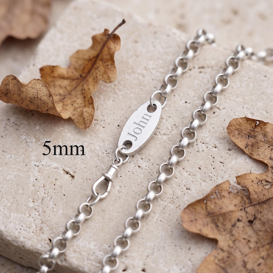 5mm 6mm Sterling Silver Rolo Necklace, Custom Men Belcher Chunky Link ...
