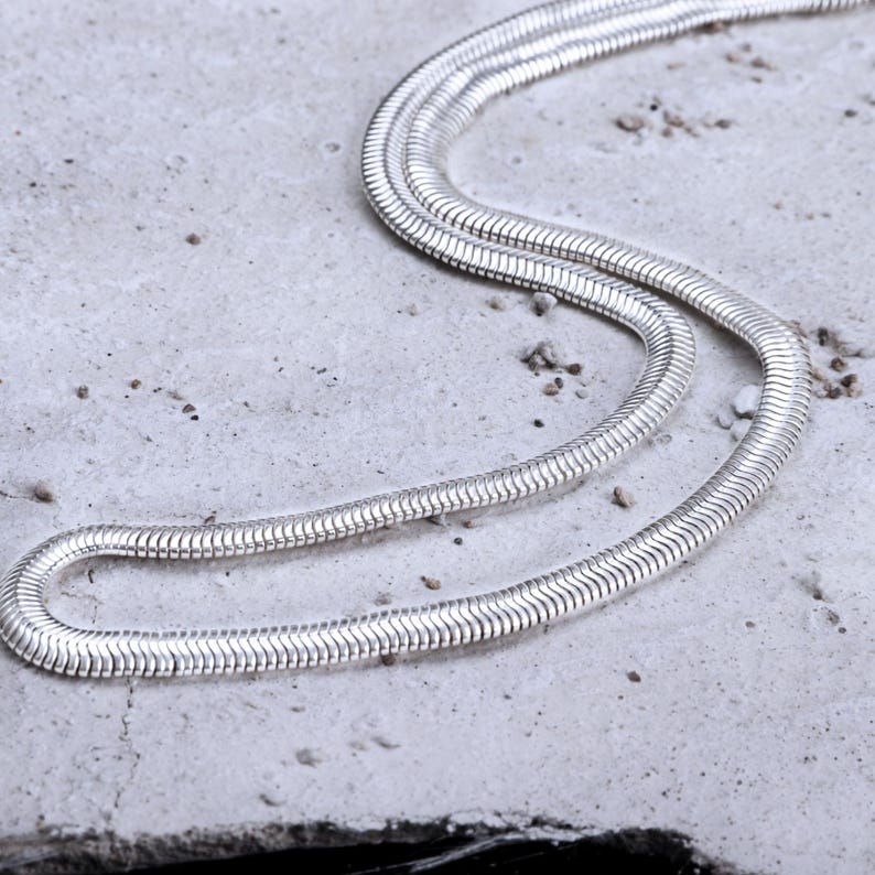 Sterling Silver Flat Snake Chain Soft Snake Men Herringbone Unisex ...