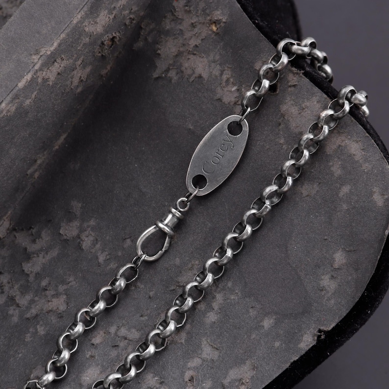 5mm 6mm Sterling Silver Rolo Necklace, Custom Men Belcher Chunky Link ...