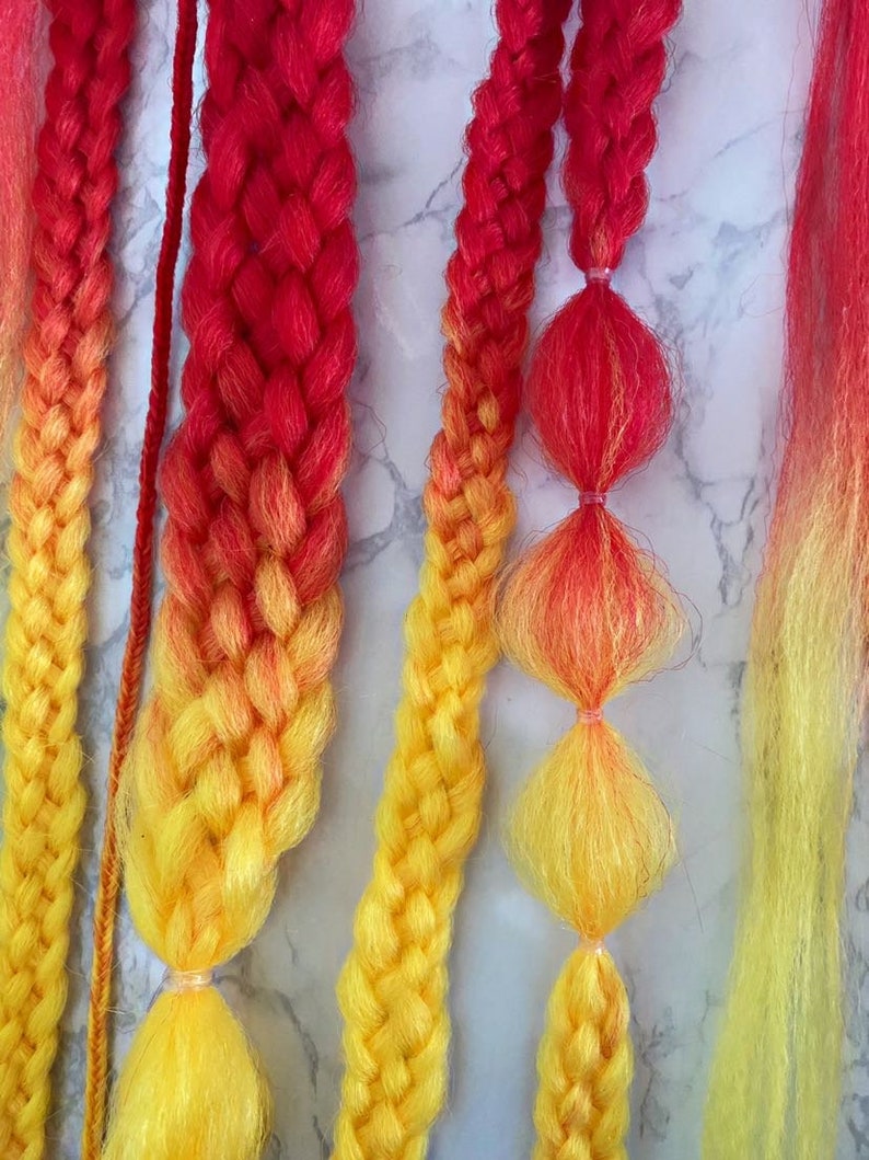 Pyro Pigtails Festival Braids Extensions - Etsy