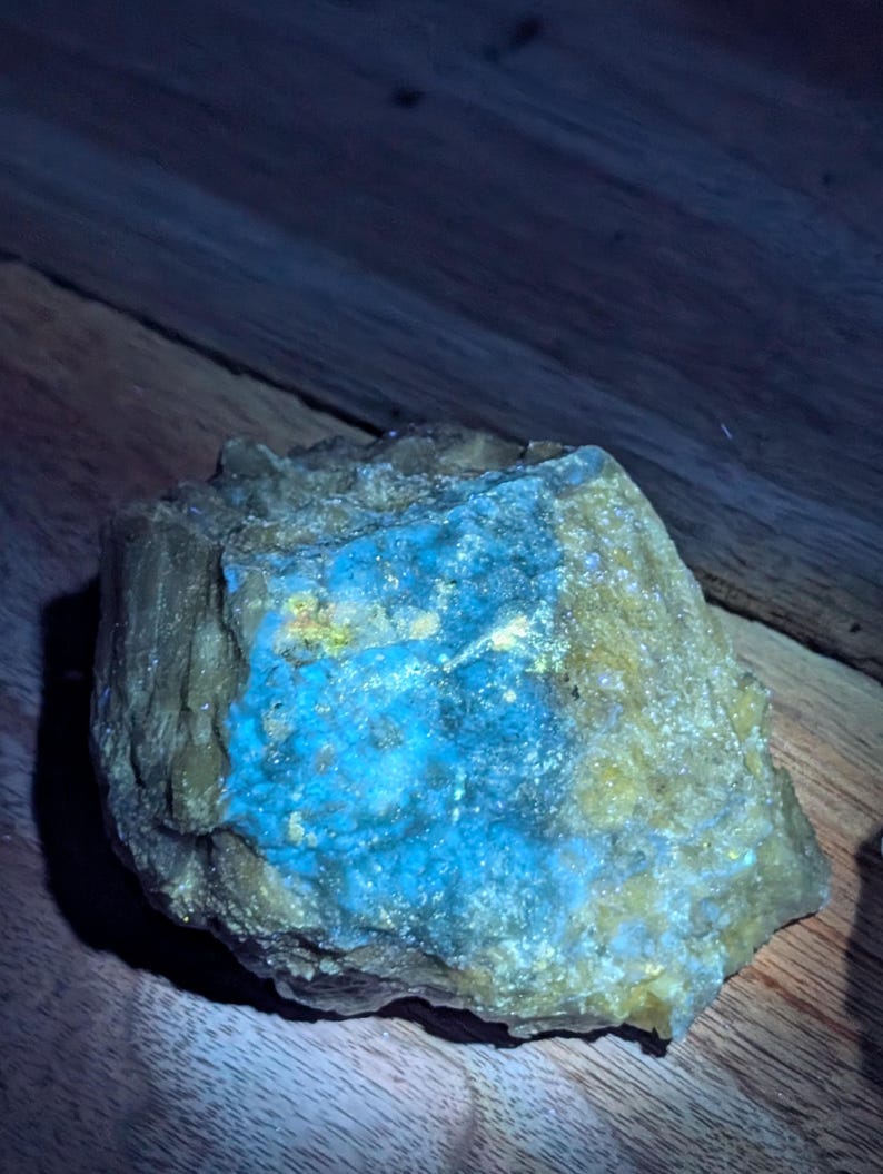 UV Reactive Prehnite (blue) on Wollastonite Host Rock From Diana NY - Etsy